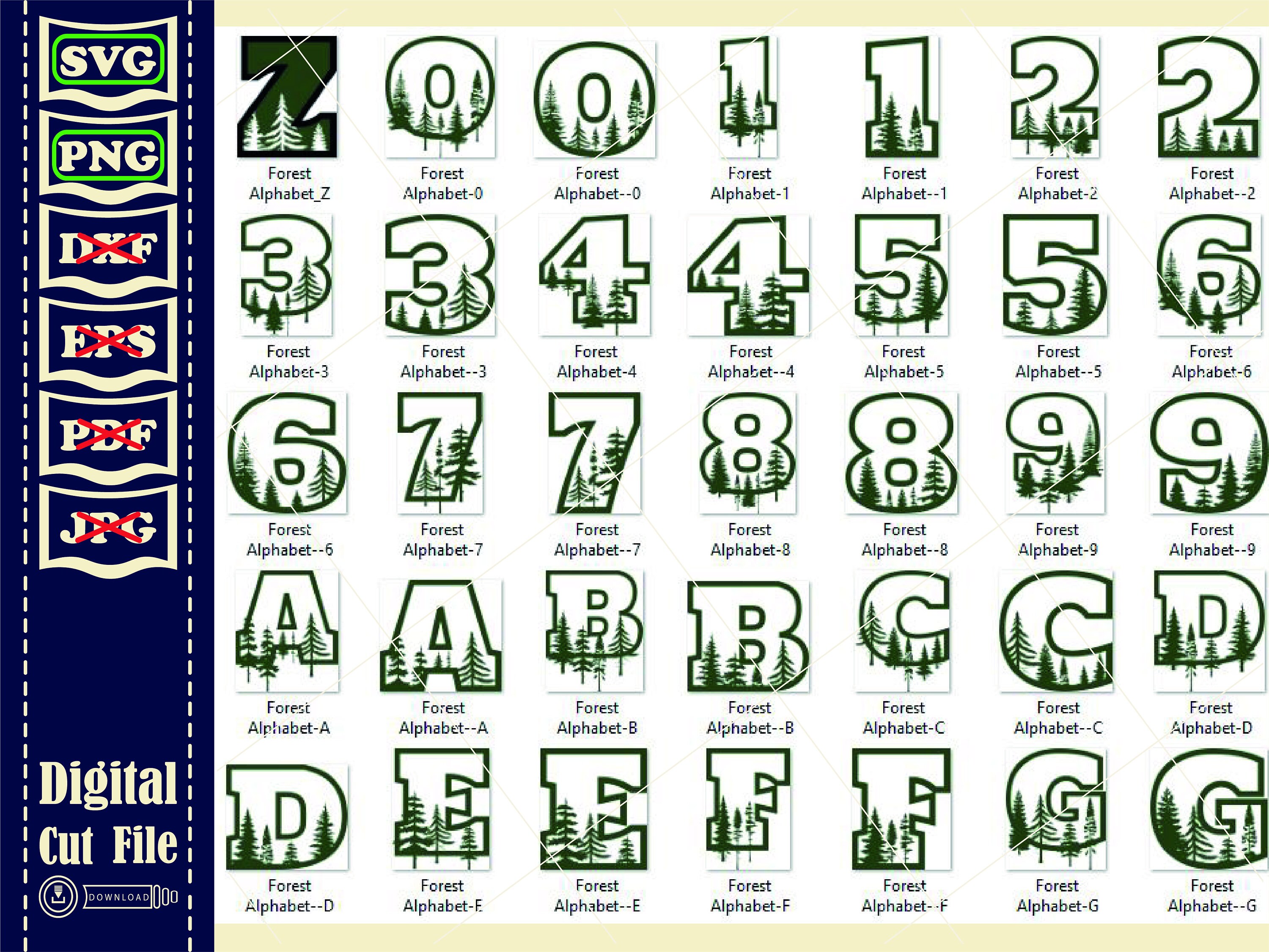 Forest Font Letters SVG Cut Files for Cricut for Silhouette | Etsy Canada
