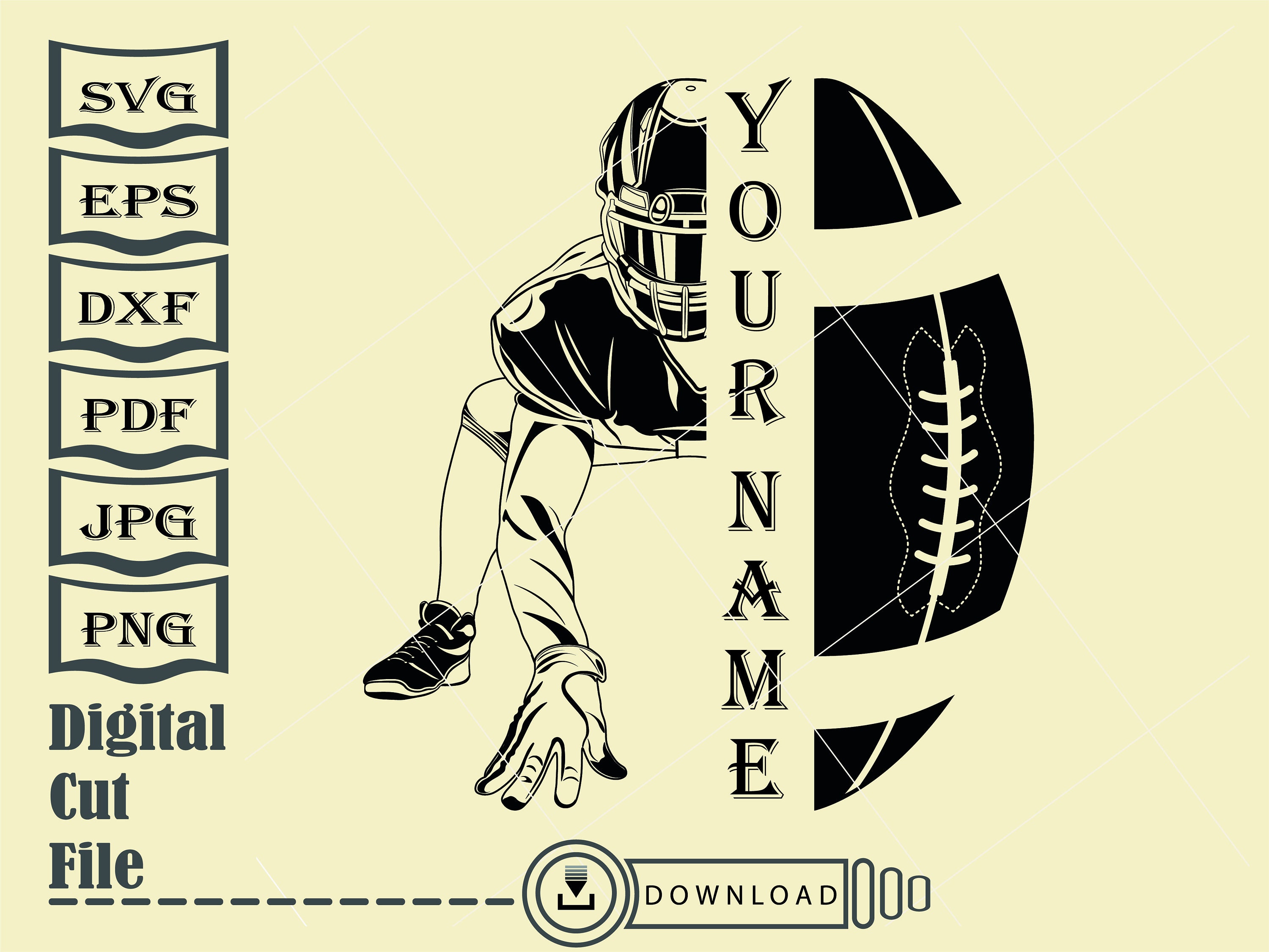 Football Player Svg 3 Football Player Png Football Cutfile - Etsy