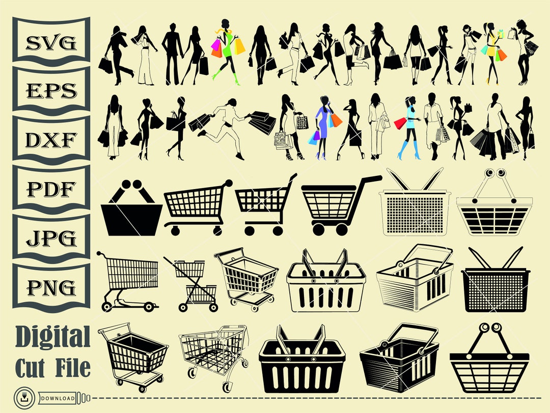 Shopping Cart Svg, Shopping Woman Svg, Handbag Svg, Bag Svg Clipart ...