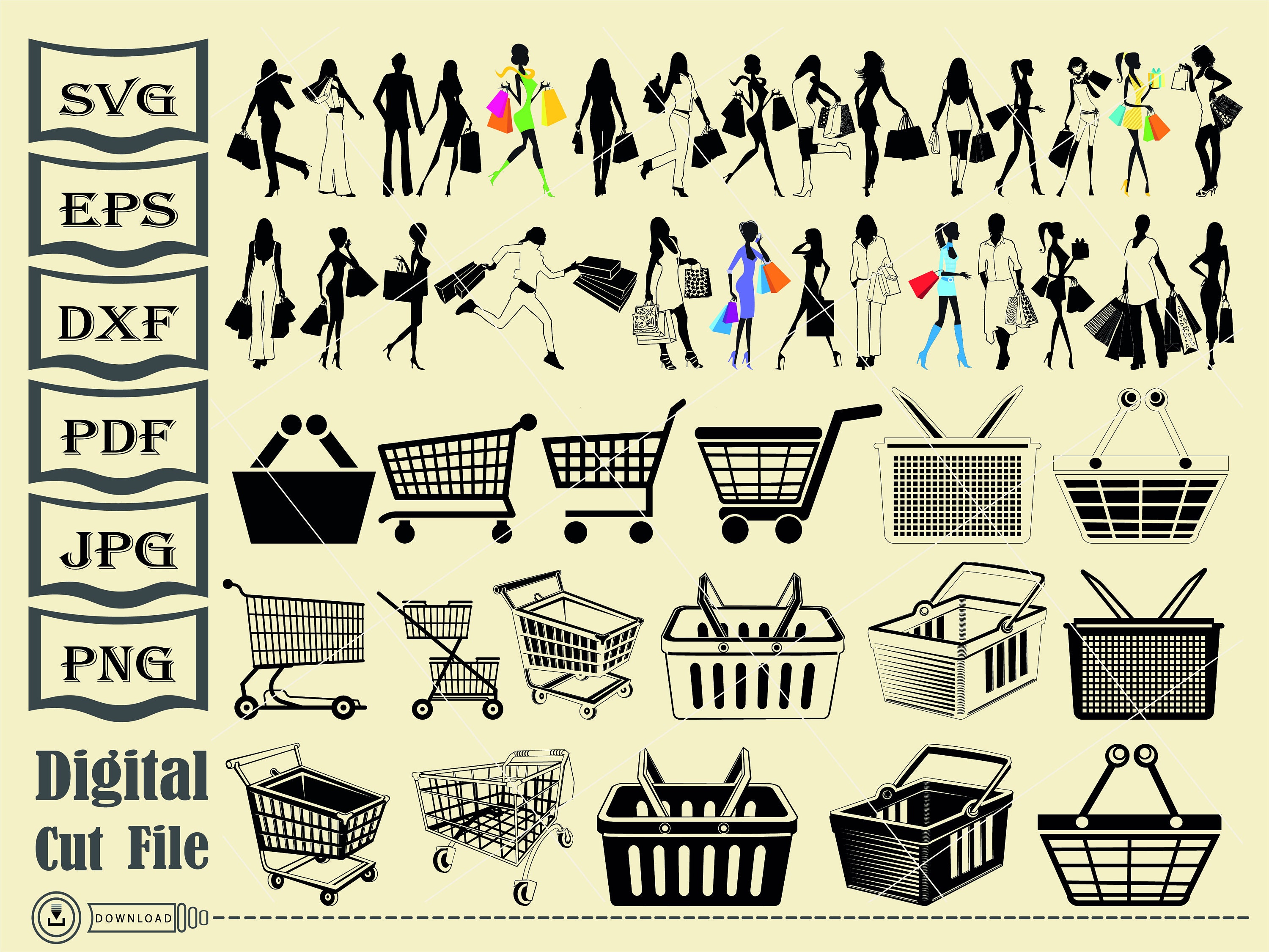 Shopping Cart Svg Shopping Woman Svg Handbag Svg Bag Svg - Etsy Canada