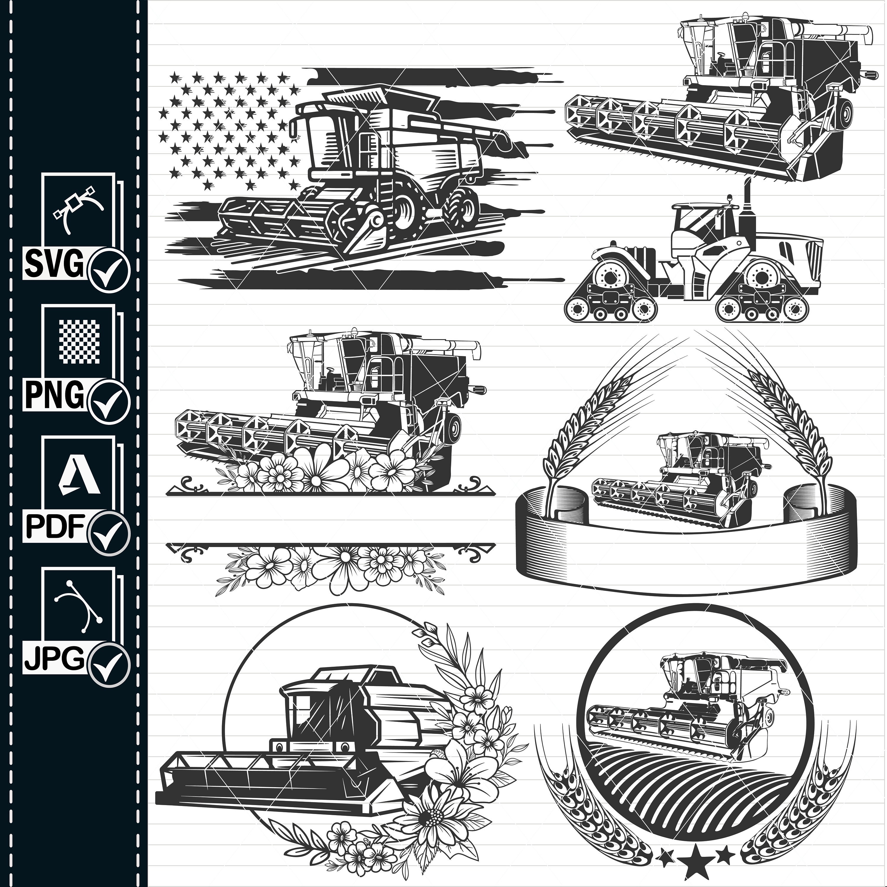 Combine Harvester SVG Bundle, Farm Clipart (digital Files) - Etsy