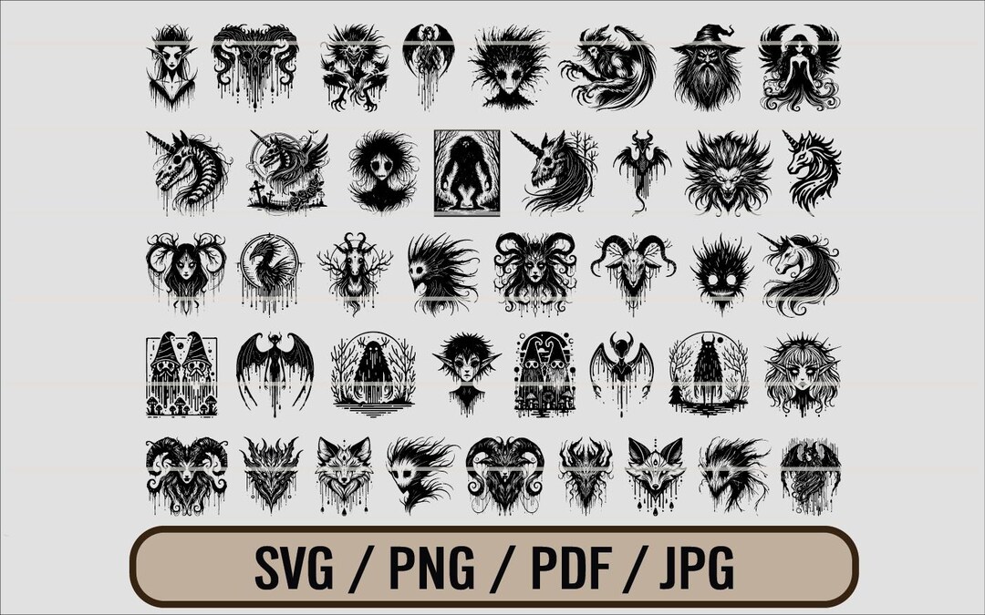 Dark Mythical Creature Bundle,#1, Horror Svg, Fairy Svg, Unicorn Svg ...