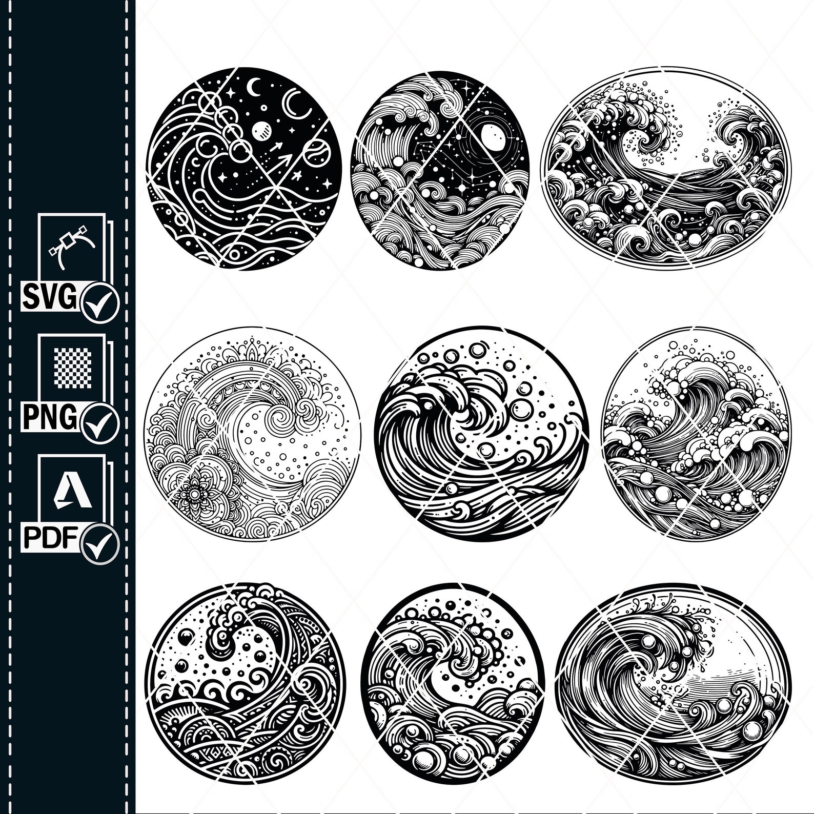 Ocean Wave SVG Bundle, Sea Clipart Designs (digital Download) - Etsy