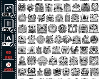 Book Lover Bundle SVG, Love to Read Svg, Library Svg, Flower Books Svg ...