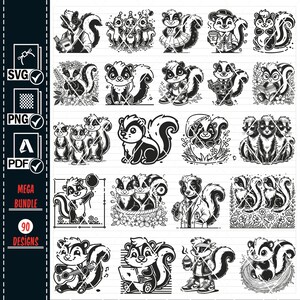 SKUNK SVG PNG Mega Bundle, Floral Skunk Svg, Cute Skunk Clipart, Hand ...
