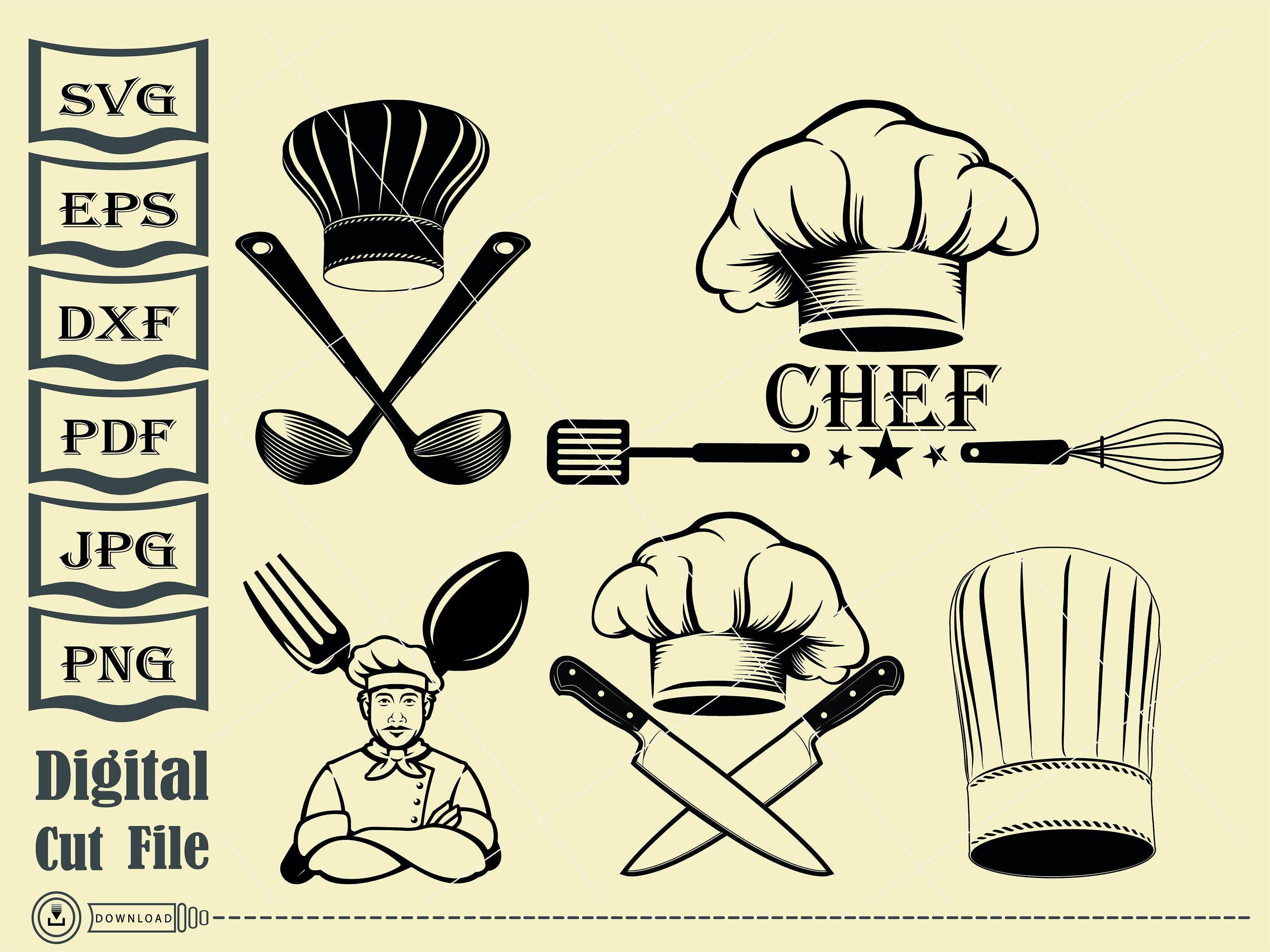Chef Logo SVG Koch SVG Koch Svg Koch Svg Küchenkoch | Etsy Schweiz