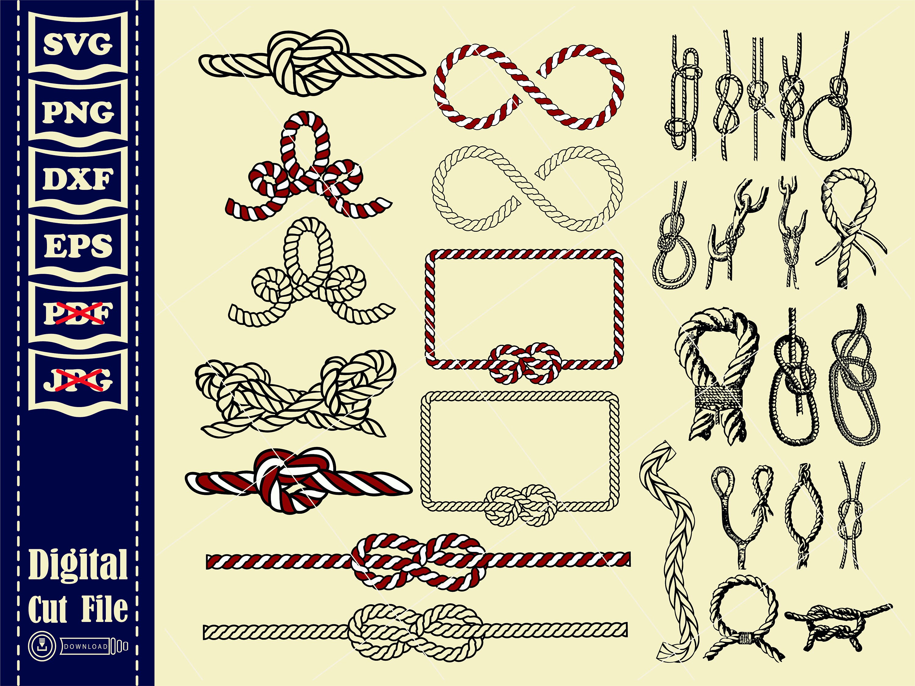 Rope SVG Bundle Nautical Knot Svg Rope Dxf Rope Png Rope - Etsy