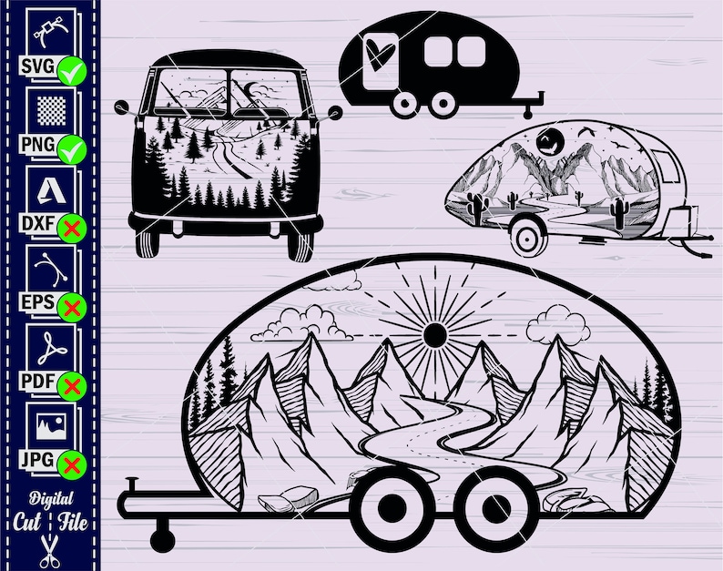 Camper Car SVG Bundle, Camping, Caravan Cut Files (digital Download) - Etsy