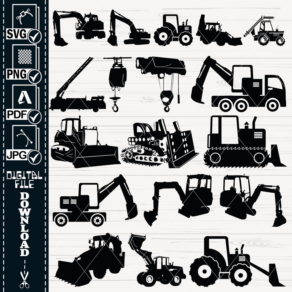Construction Vehicle SVG Bundle, Trucks, Excavators, Bulldozers ...