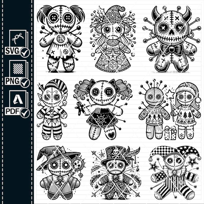 Halloween Voodoo Doll SVG Bundle, Gothic Christmas Designs (digital ...