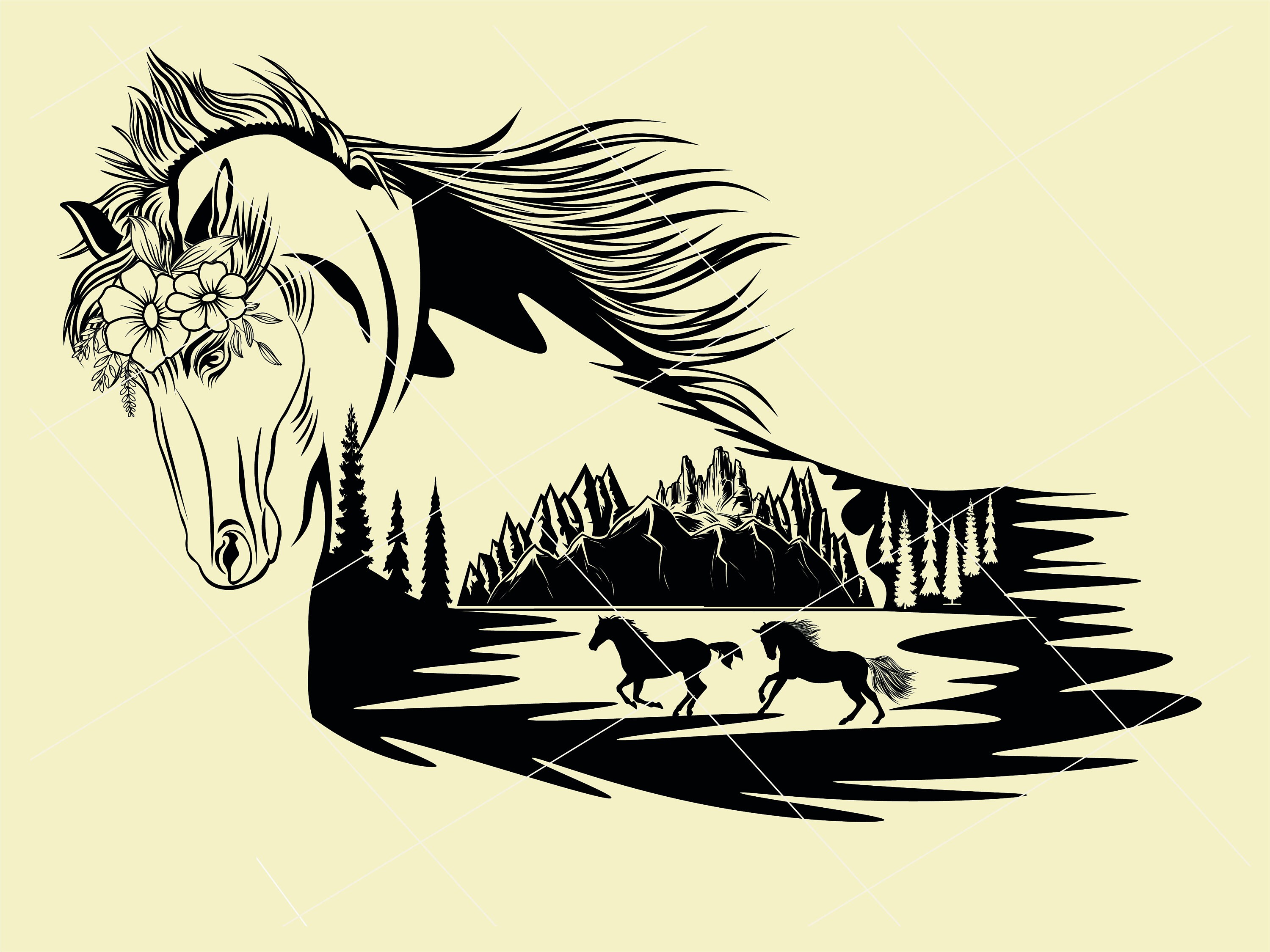 Pferde svg 7 Pferd mit Brillen svg Pferd mit Bandana Pferd | Etsy