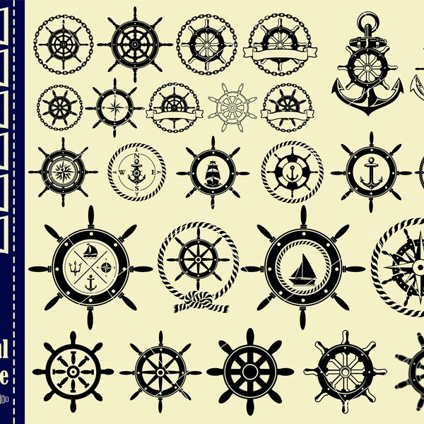 Boat Wheel Clipart - Etsy