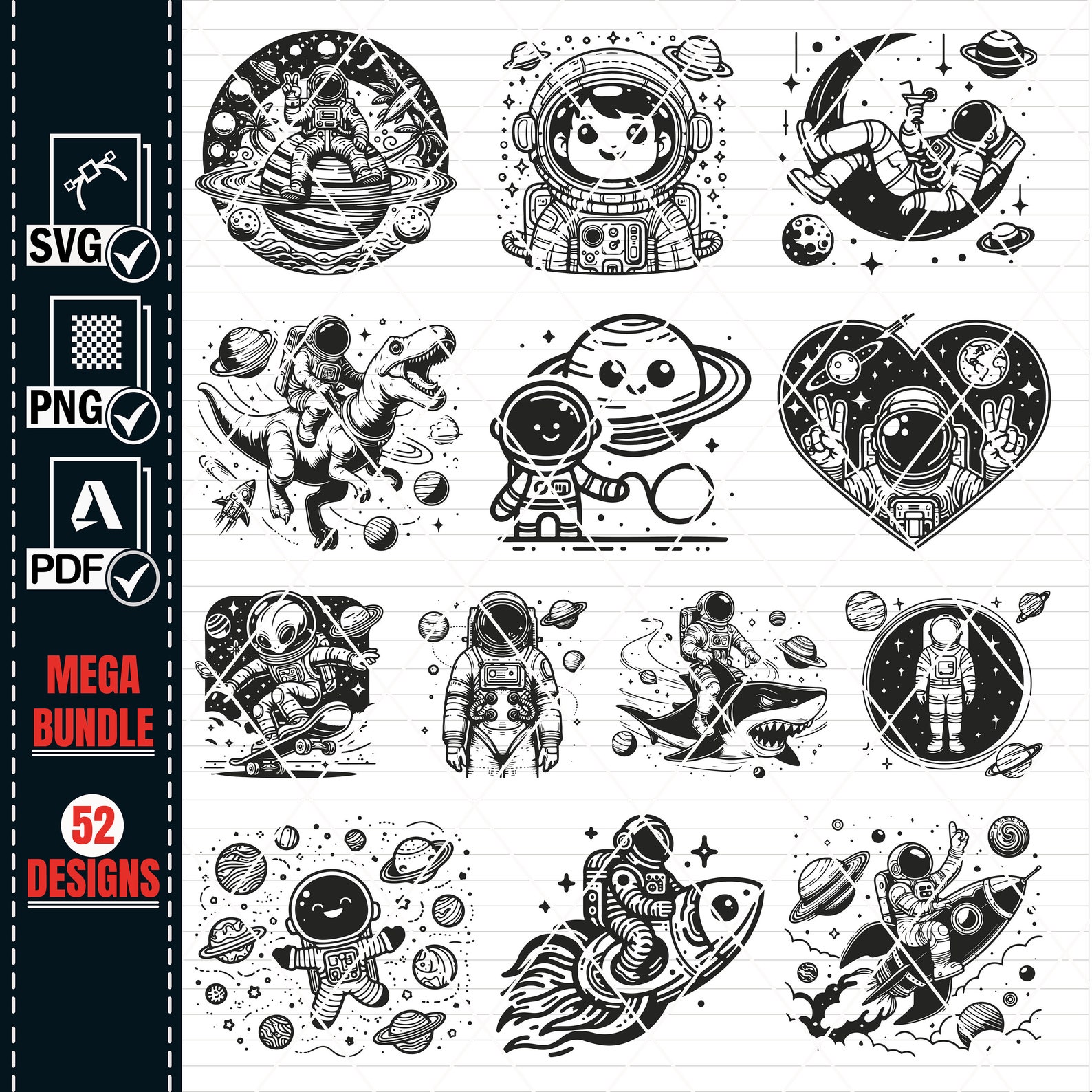 Astronaut SVG Mega Bundle, Space Clipart (digital Files) - Etsy