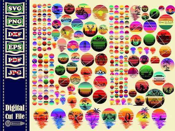 Retro Sunset SVG Bundle Palm Tree Svg Vintage Retro Sunset - Etsy
