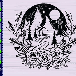 Geometric Mountain Svg, 1, Mountains Svg, Waterfall Landscape Tattoo ...