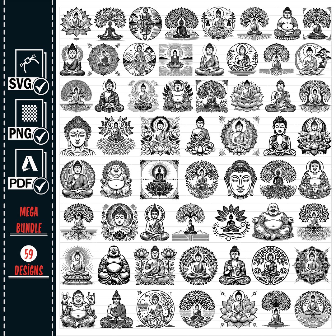 Buddha Svg Bundle, Meditation Tree Svg, Buddhism Svg, Yoga Svg Bundle ...
