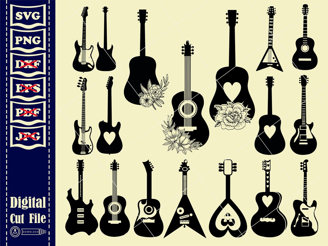 Guitar SVG Guitar Clipart Music Svg Guitarist Gir Winged - Etsy