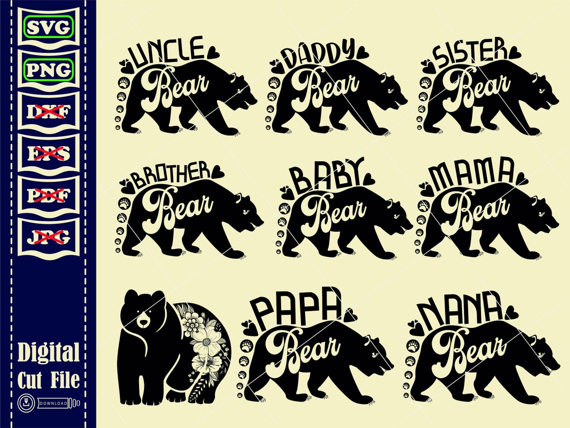 Bear Svg Bundle 3 Floral Bear Svg Bear Family Svg Family - Etsy