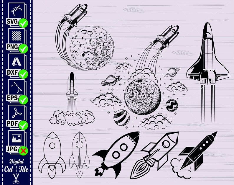 Space Rocket Launch SVG Galaxy Space SVG Bundles Rocketship - Etsy