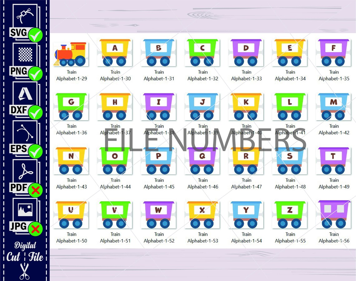 Train Alphabet SVG Font, Cut Files (png, Dxf, Eps) - Etsy