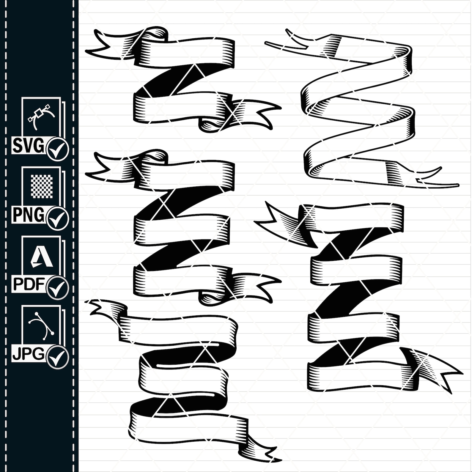 Banner SVG Bundle, Ribbon Scroll Label Clipart (digital Download) - Etsy