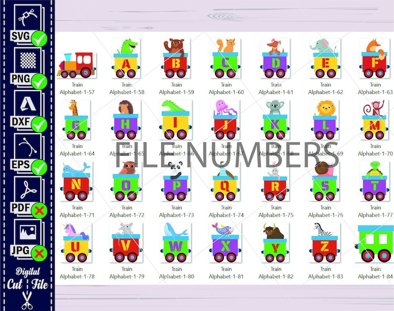 Train Alphabet SVG Font, Cut Files (png, Dxf, Eps) - Etsy