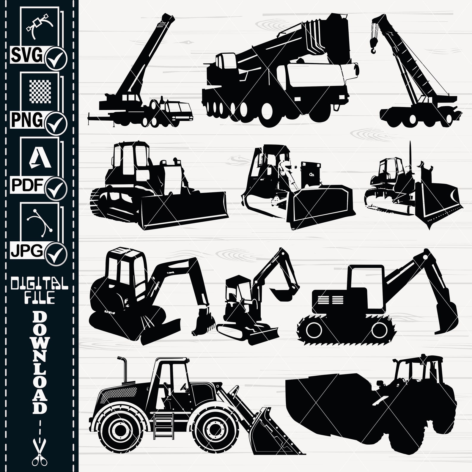 Construction Vehicle SVG Bundle, Trucks, Excavators, Bulldozers ...