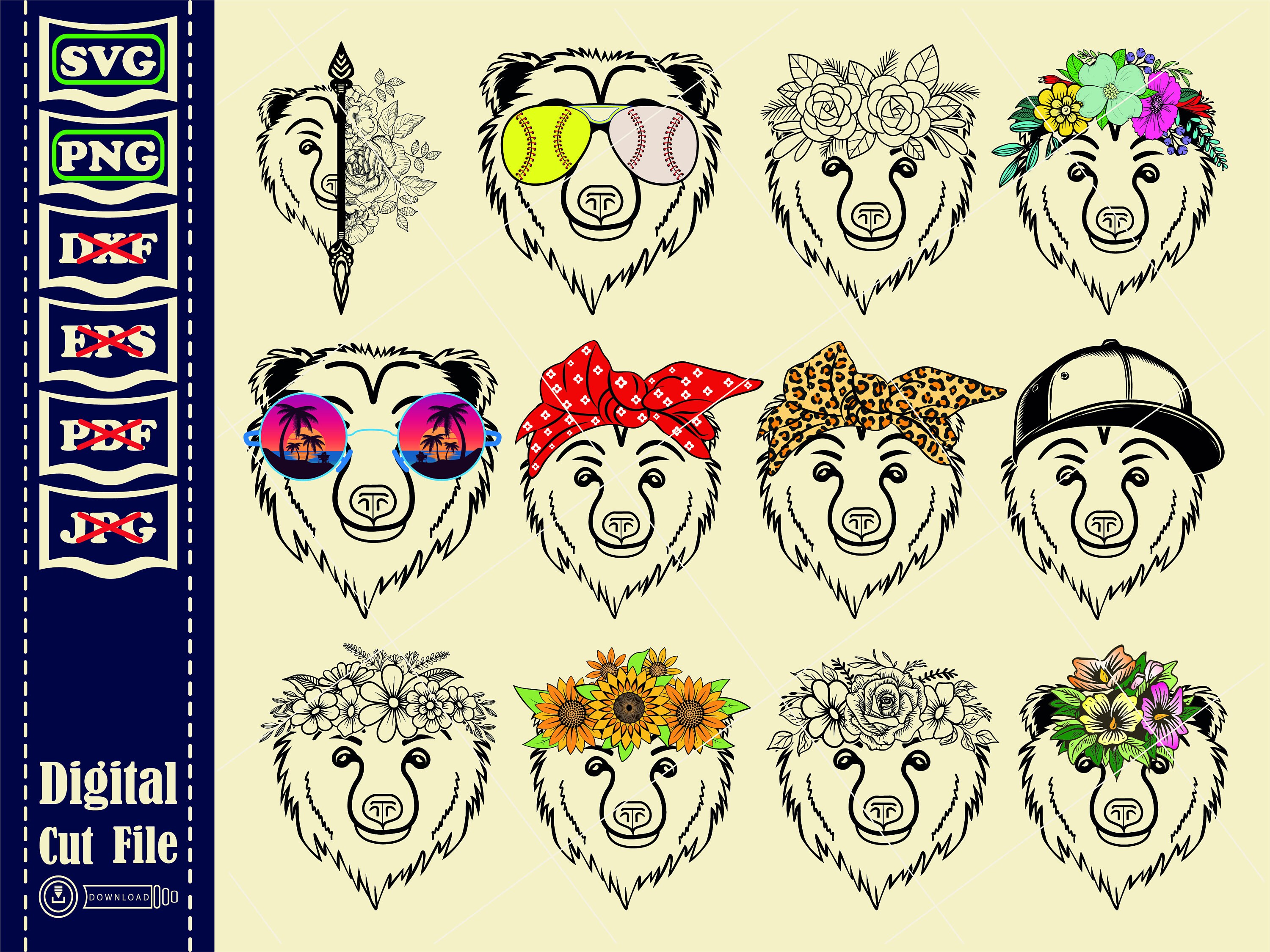 Bear Svg Bundle 3 Floral Bear Svg Bear Family Svg Family - Etsy