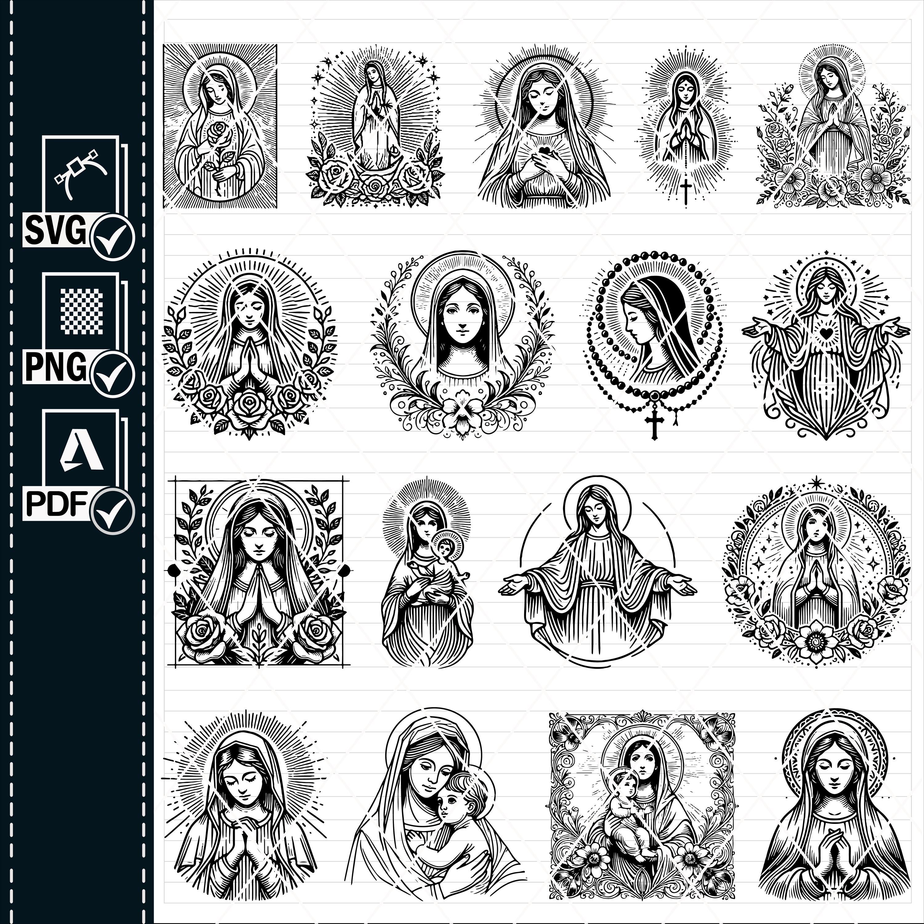Virgin Mary SVG Bundle, Mother of Jesus, Christian T-shirt Designs ...