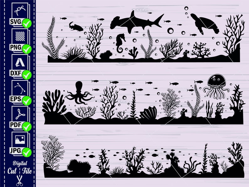 Sea Scene Svg Underwater World Svg Undersea With Fish Svg - Etsy Australia