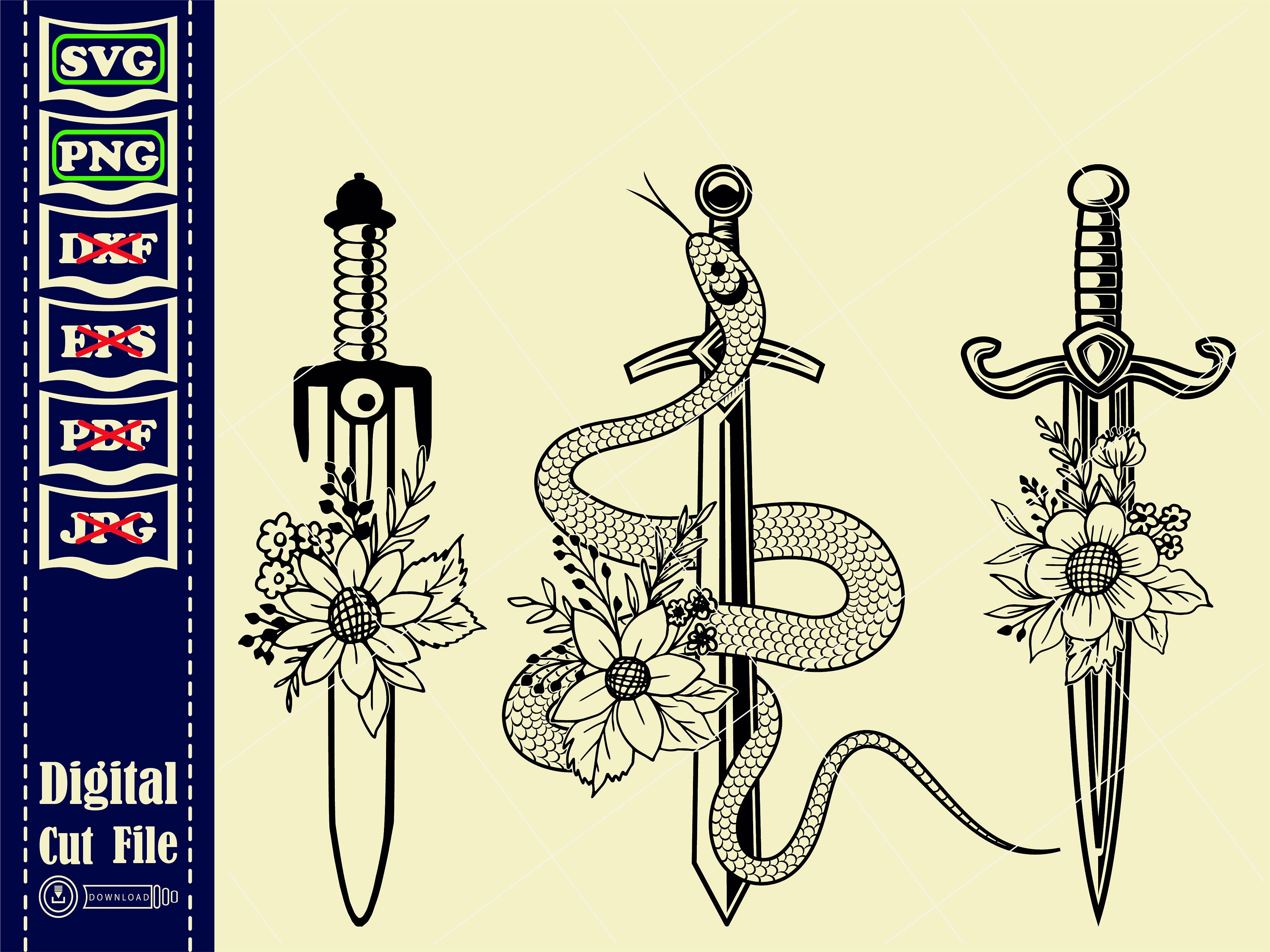 Sword Svg Flower Sword Svg File Sword Logo SVG Floral Sword - Etsy ...