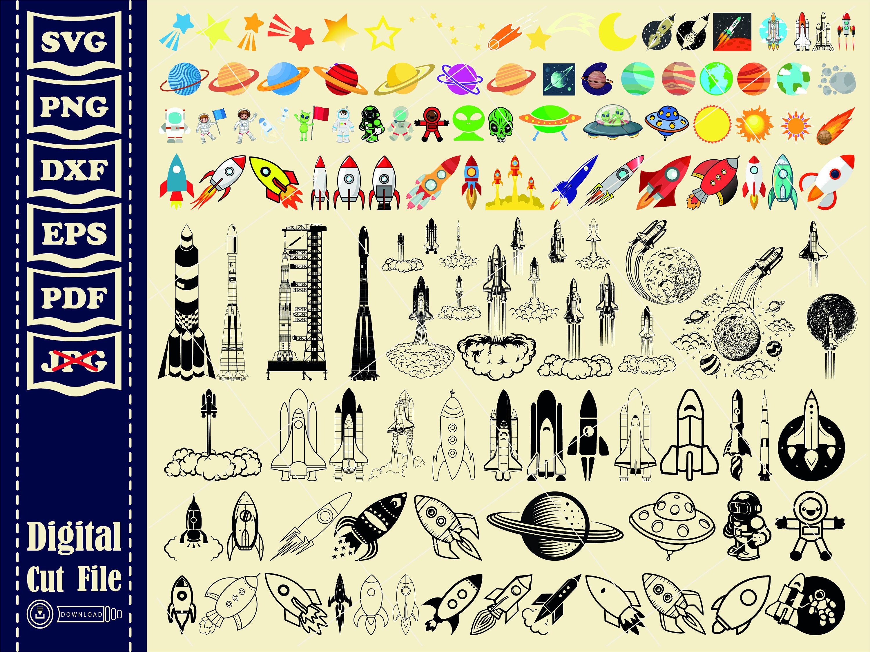 Space Rocket Launch SVG Galaxy Space SVG Bundles Rocketship | Etsy