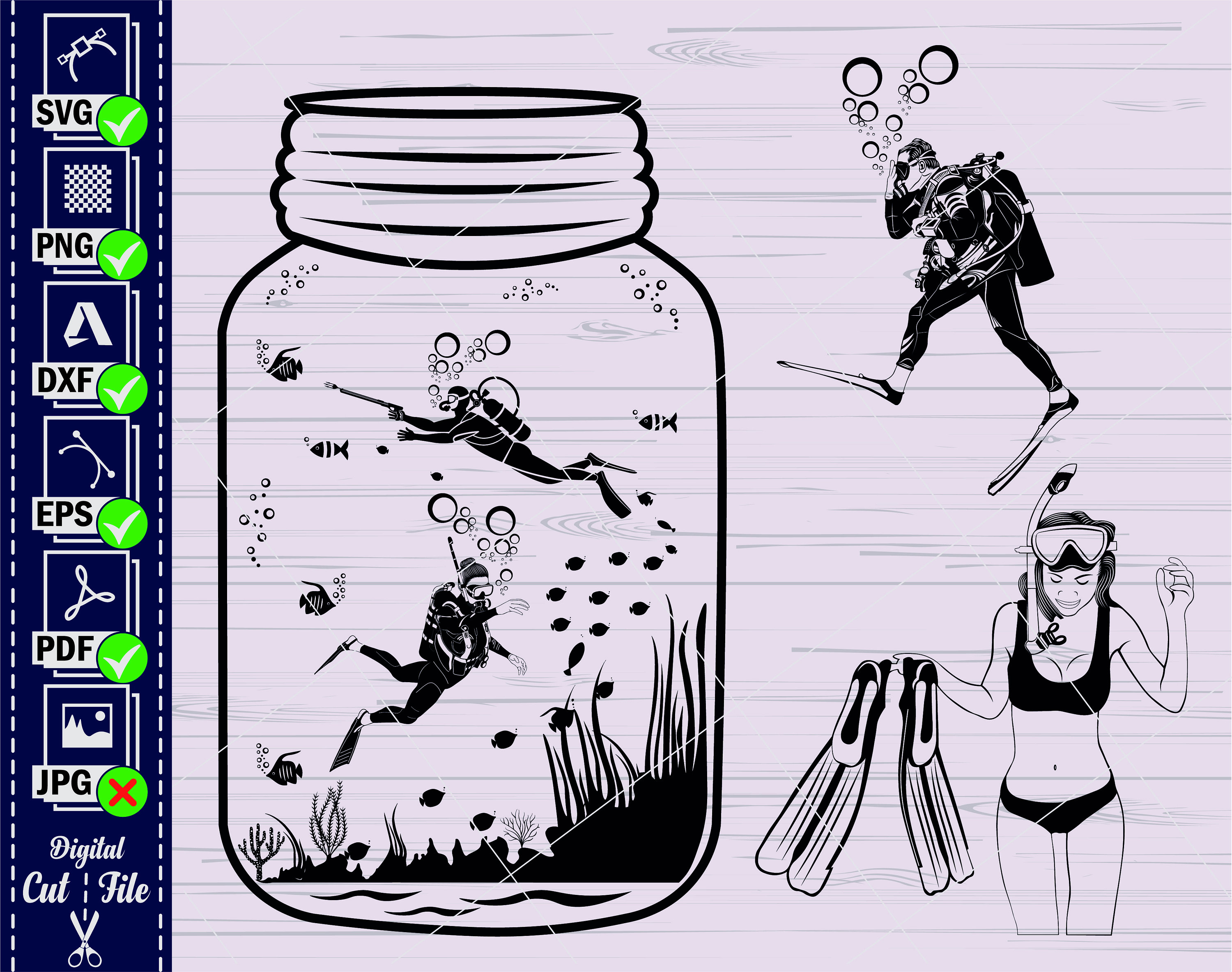 Plotterdatei Scuba Diving SVG Plotterdatei Taucher Svg - Etsy.de