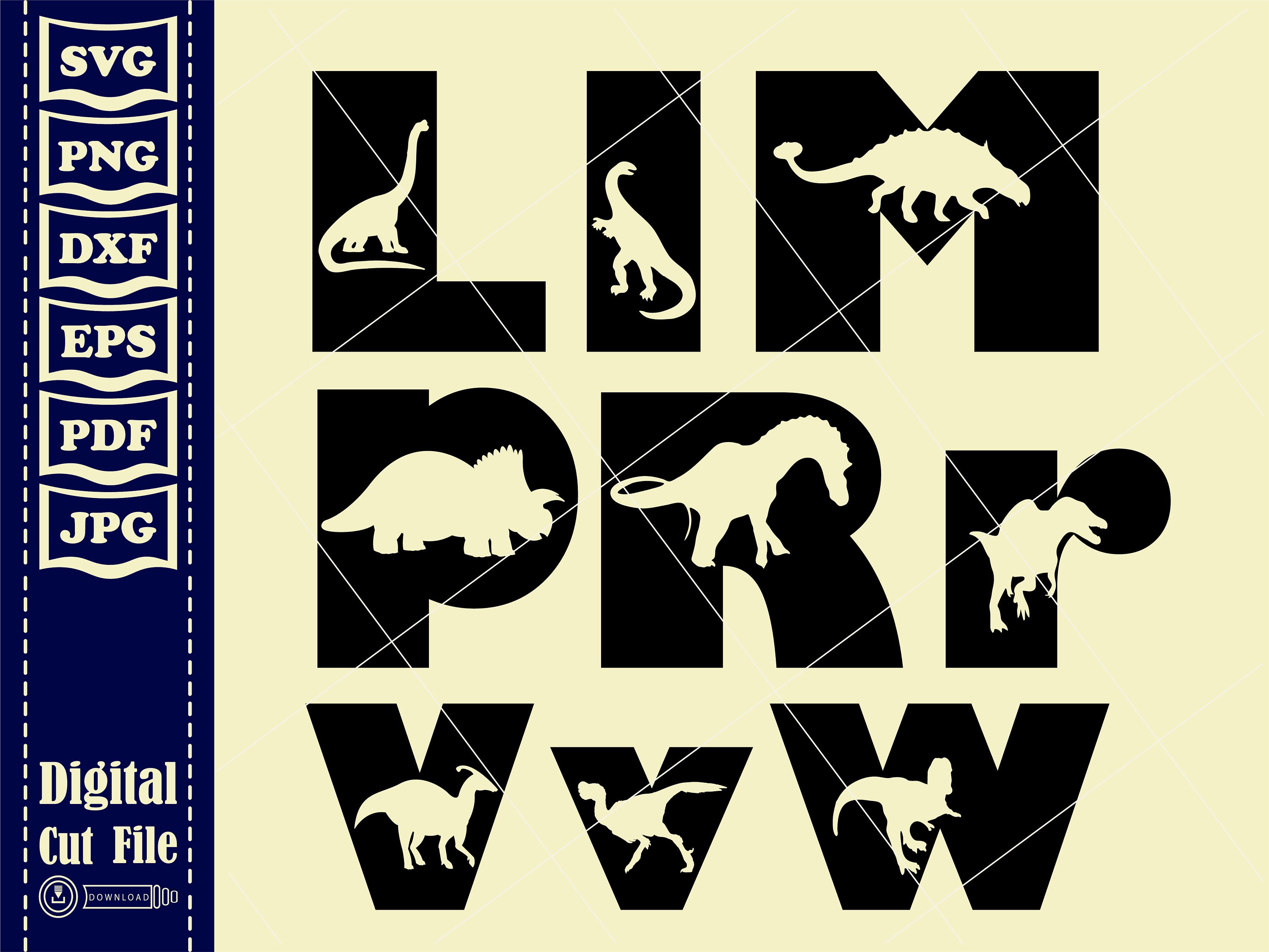 Dinosaur Letters SVG Dino Kids Alphabet SVG Dinosaur Font - Etsy