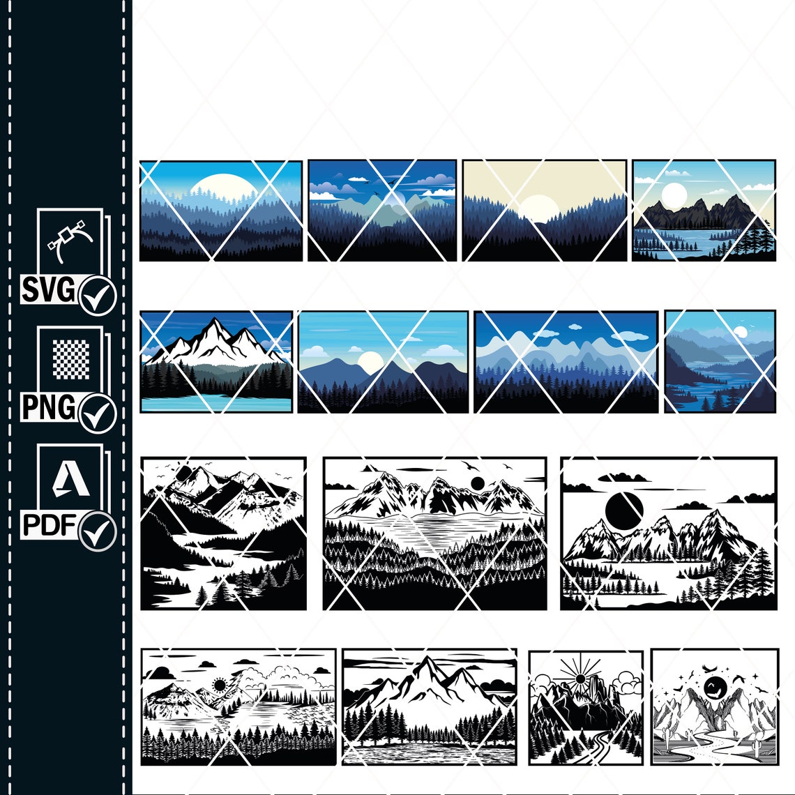 Geometric Mountain Landscape SVG Bundle (digital Download) - Etsy