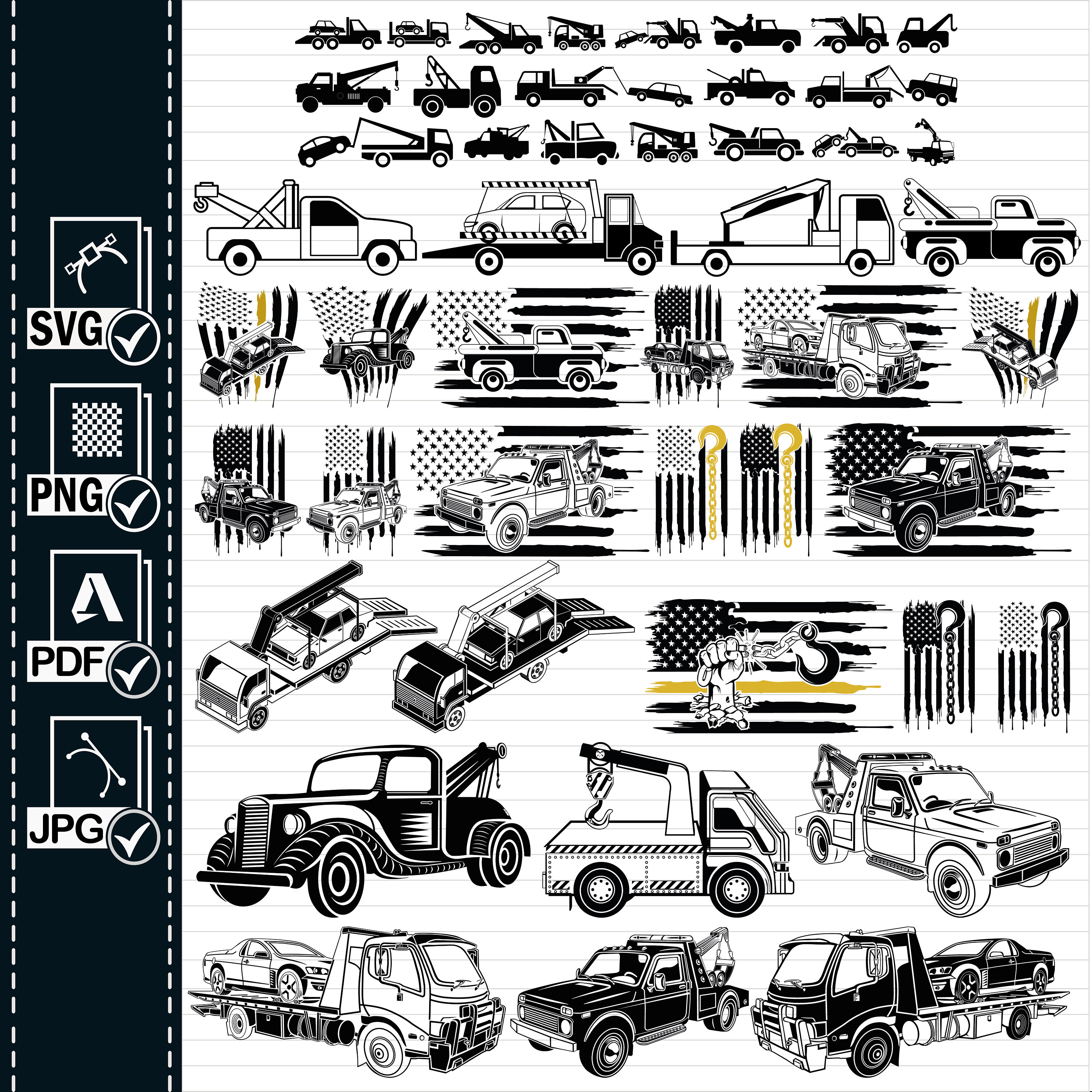 Towing Truck SVG Bundle, Tow Life PNG, Rollback Designs (digital ...
