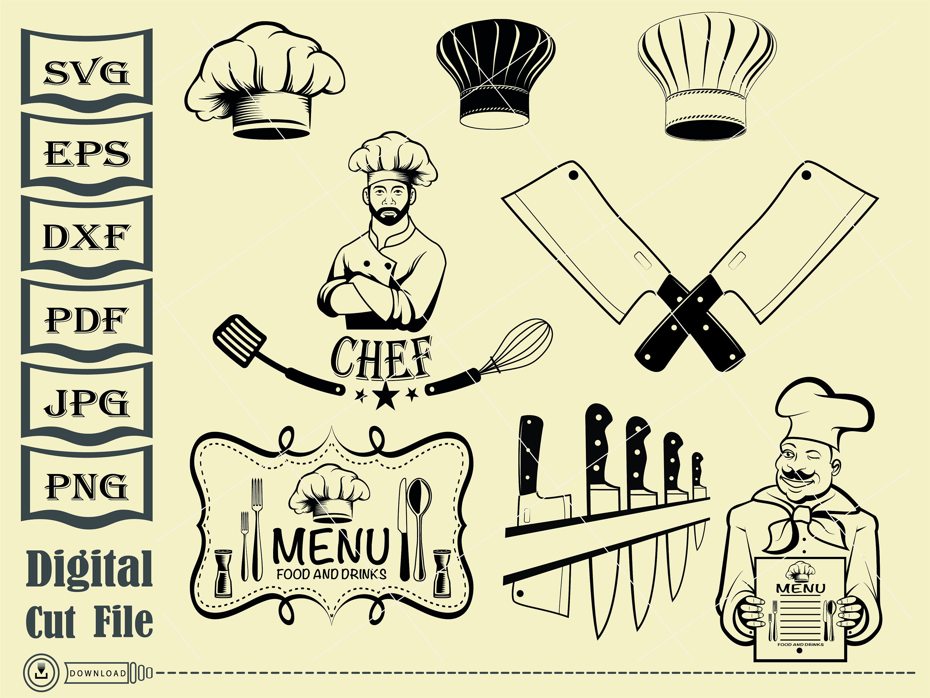 Chef Logo SVG Koch SVG Koch Svg Koch Svg Küchenkoch | Etsy Schweiz