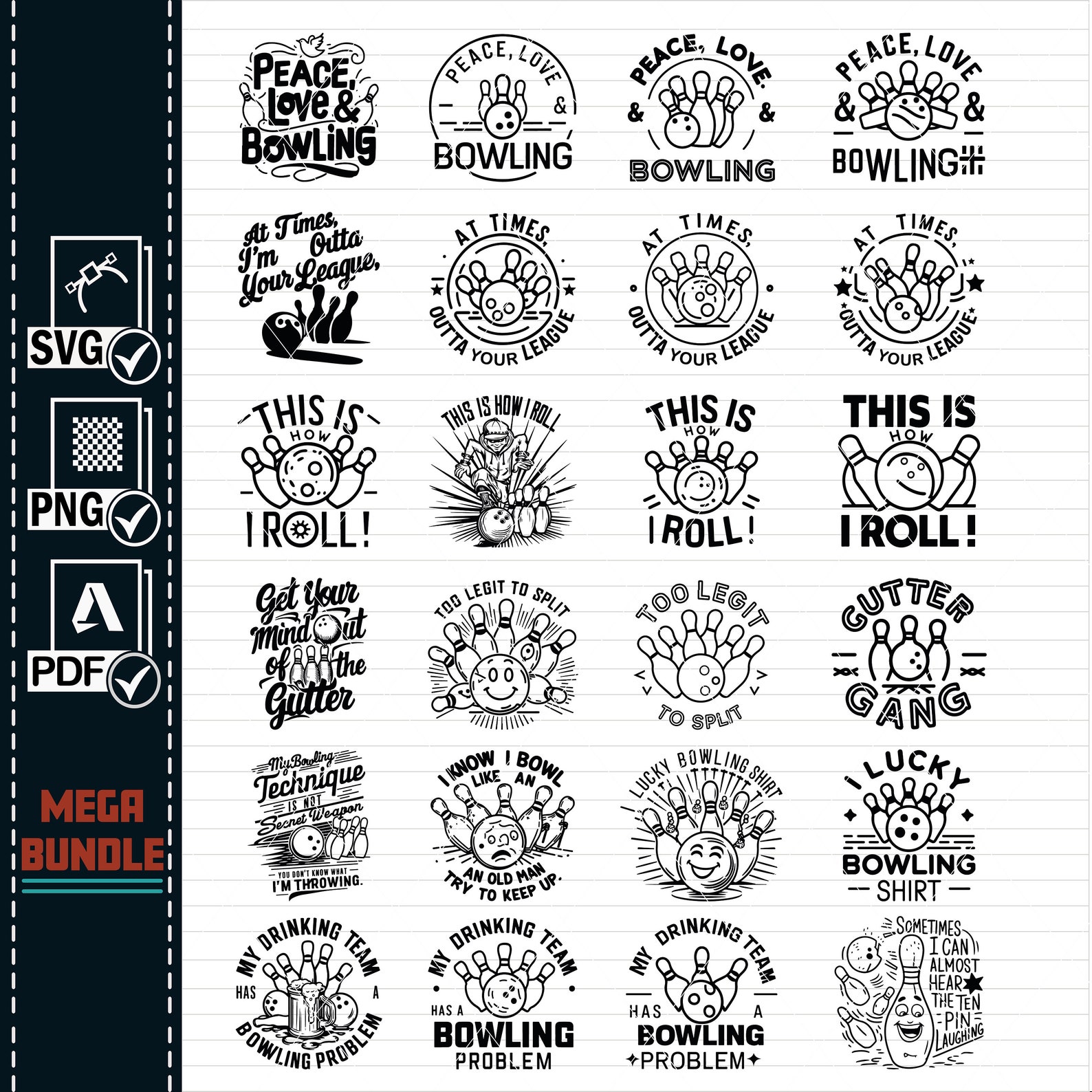 Bowling SVG Mega Bundle, Clipart Graphics (digital Download) - Etsy