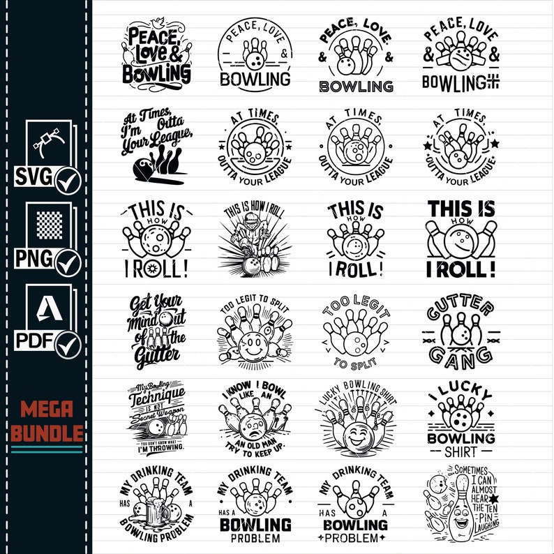 Bowling SVG Mega Bundle, Clipart Graphics (digital Download) - Etsy