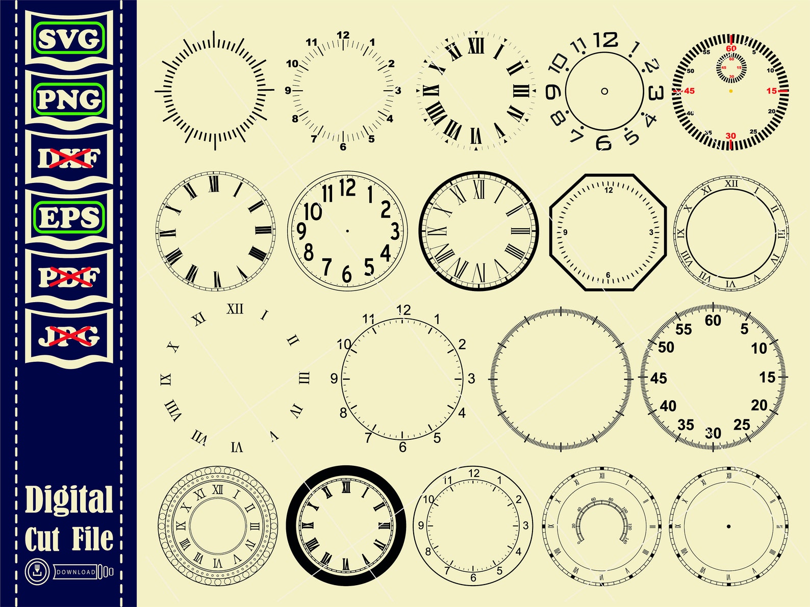 Clock Face SVG Clock Numbers SVG Clock SVG School Clock | Etsy