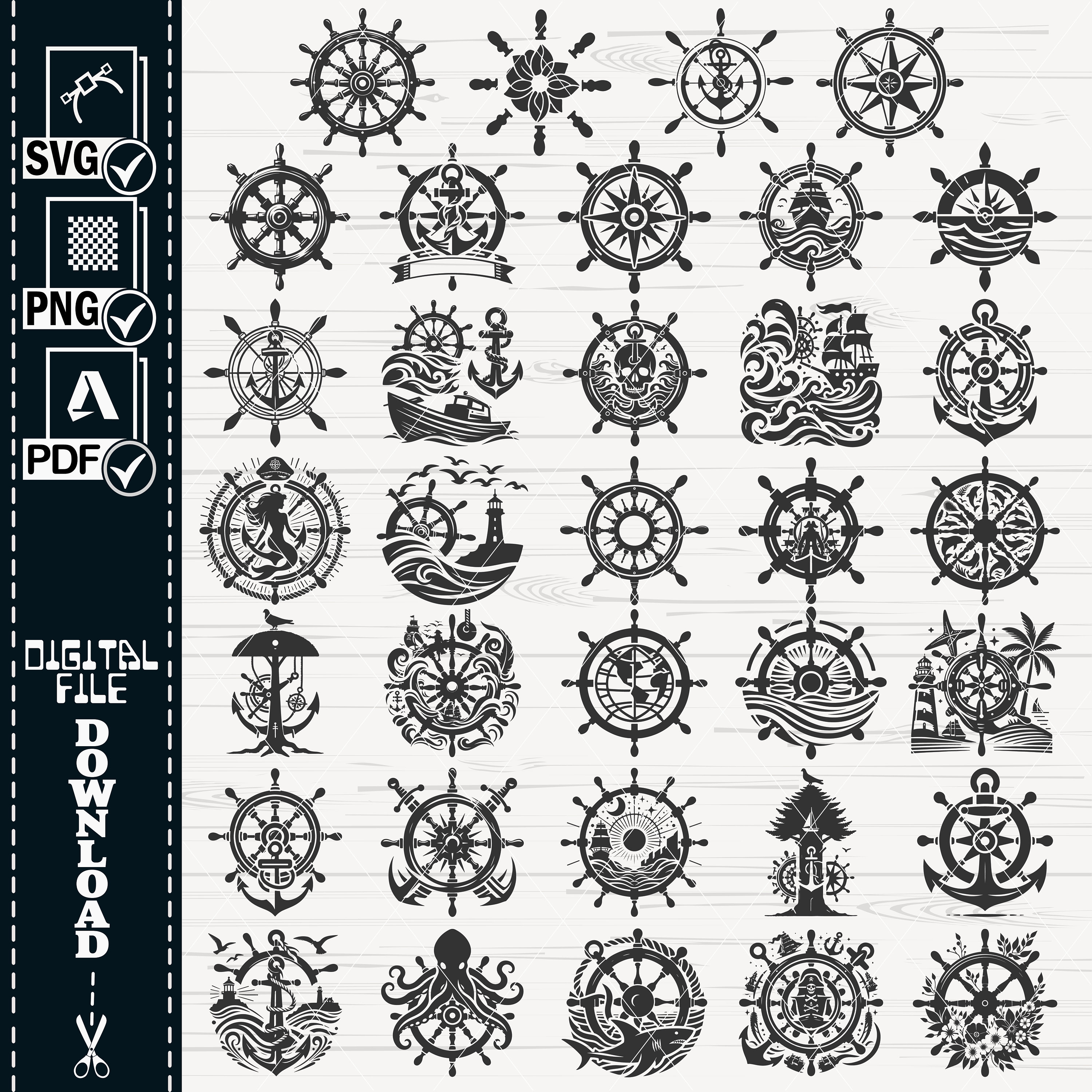 Ships Wheel SVG Bundle, Nautical Vector Clipart (digital Download) - Etsy