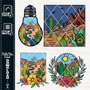 Cactus SVG MEGA Bundle, Cactus Cut File,desert Scene Svg, Cactus Scene ...