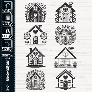 House Svg, Building Svg, Floral Home Svg, House Silhouette, House Cut ...