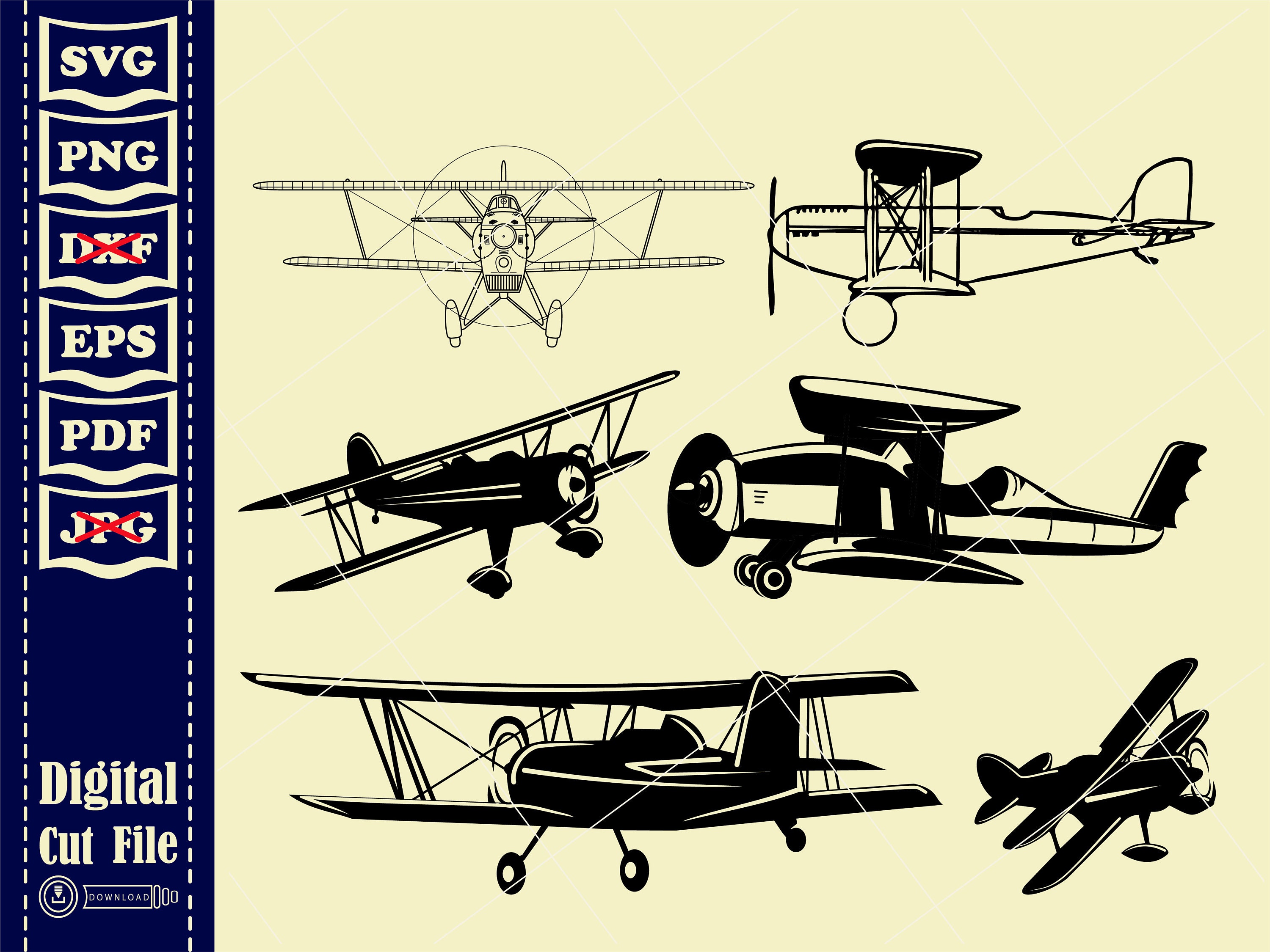 Biplane SVG 1 Propeller Plane Svg Biplane Vector Split Old - Etsy Australia