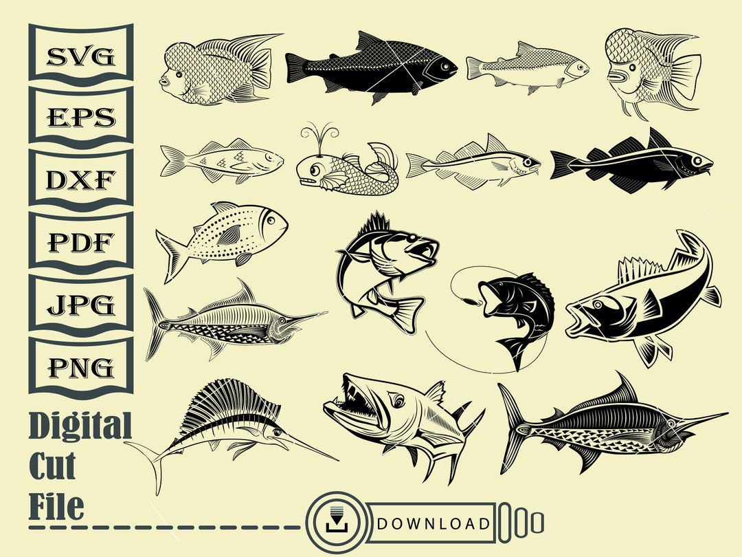 Fish SVG Bundle Fish SVG Fish Clipart Fish Cut Files for - Etsy Canada