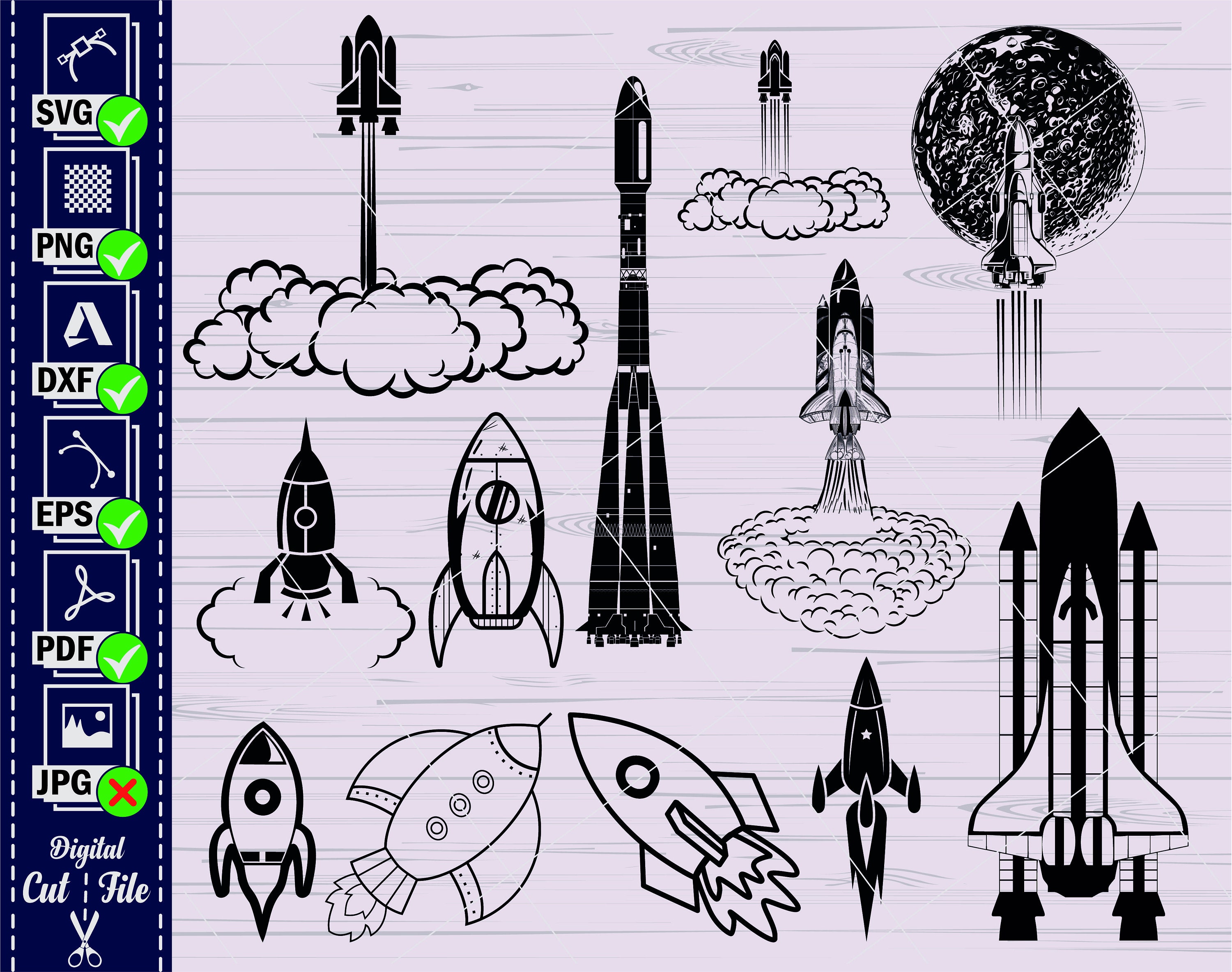 Space Rocket Launch SVG Galaxy Space SVG Bundles Rocketship - Etsy