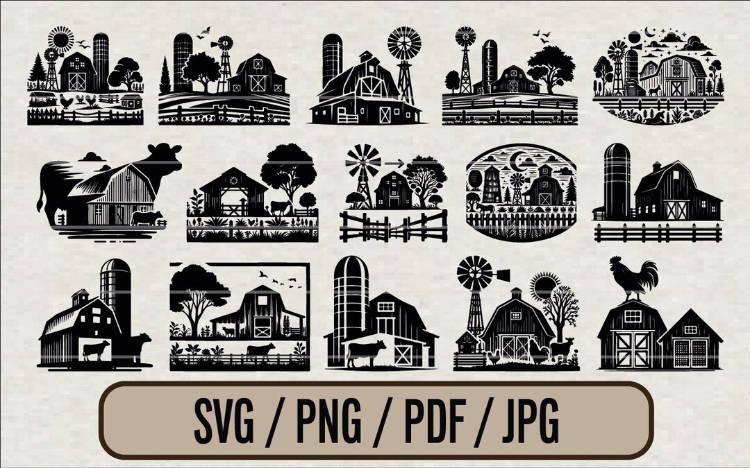 Barn SVG File,2, Floral Barn Svg, Barn Farm Cut File, Clipart, Farm ...