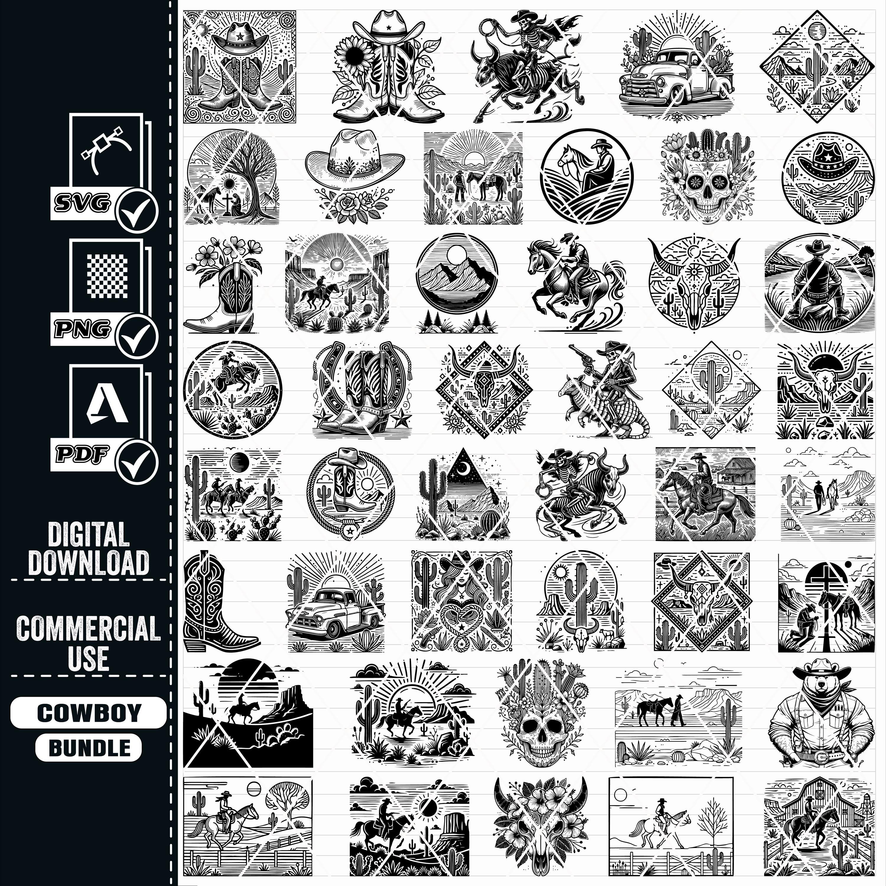 Cowboy Mega Bundle, Western Vector Graphics (digital Download) - Etsy
