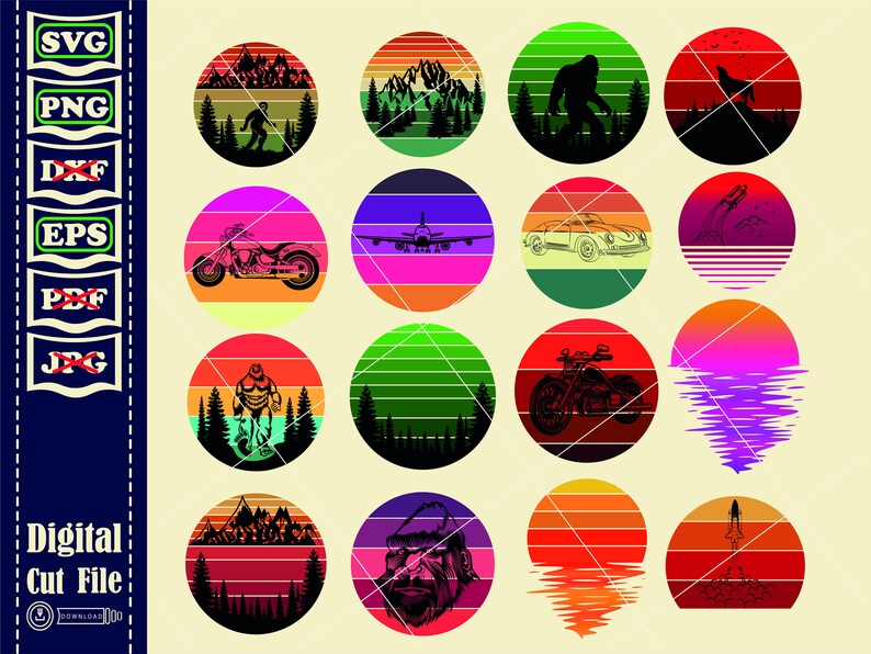 Retro Sunset SVG Bundle Palm Tree Svg Vintage Retro Sunset - Etsy