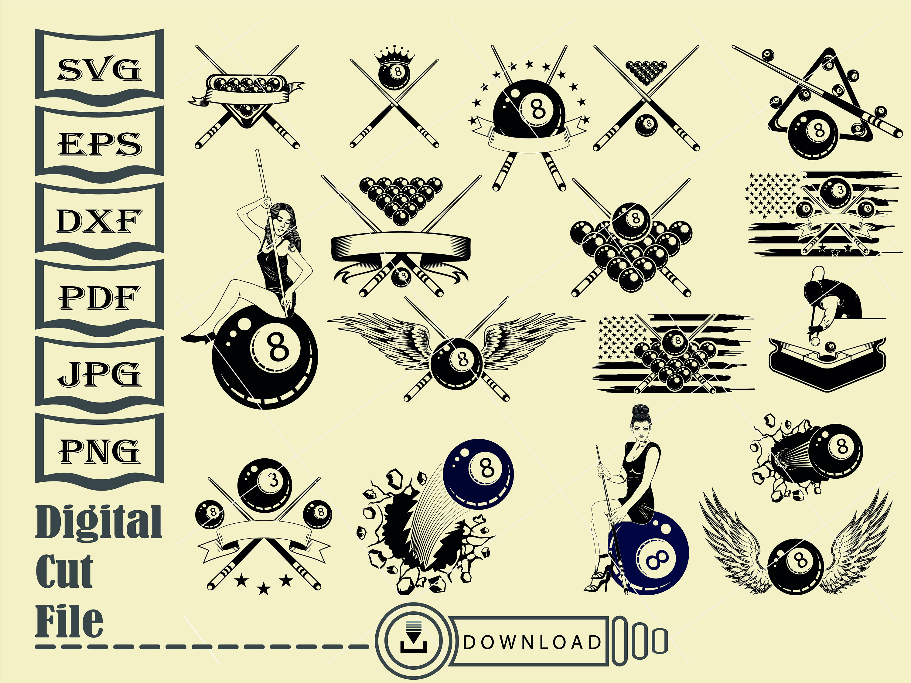 Billiards Svg Bundle 1 Snooker Svg Pool Svg Billiards - Etsy UK